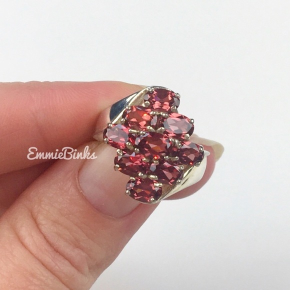 Vintage | Jewelry | Vintage 925 Sterling Silver Large Ruby Cluster Ring ...